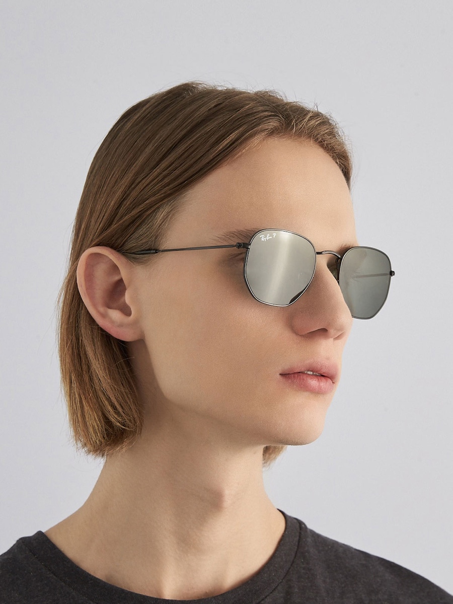Ray-Ban HEXAGONAL FLAT LENSES Black Sunglasses | Glasses.com® | Free ...