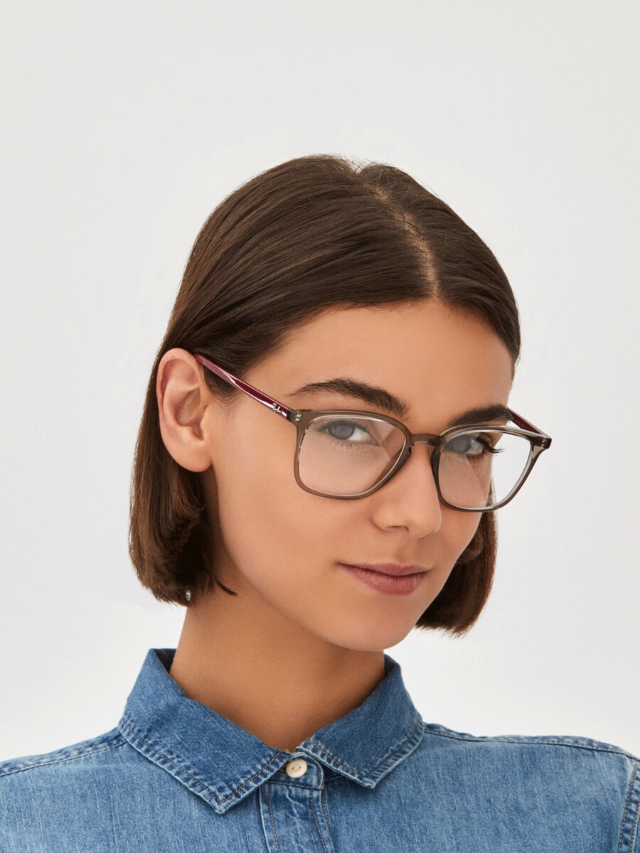 Ray-Ban RX7185 Grey Eyeglasses | Glasses.com® | Free Shipping