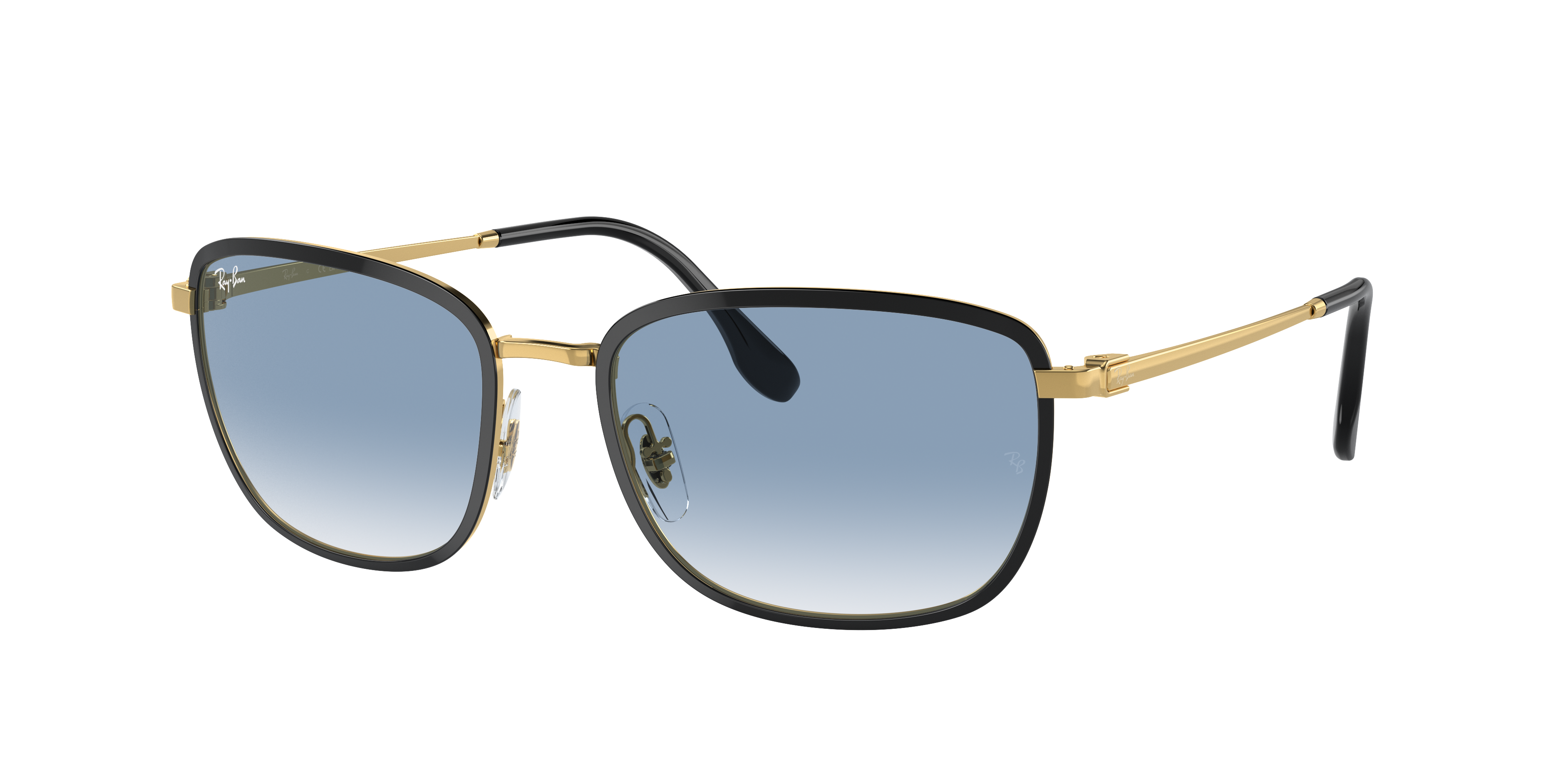 Ray-Ban RB3705 Black On Gold Sunglasses | Glasses.com® | Free Shipping